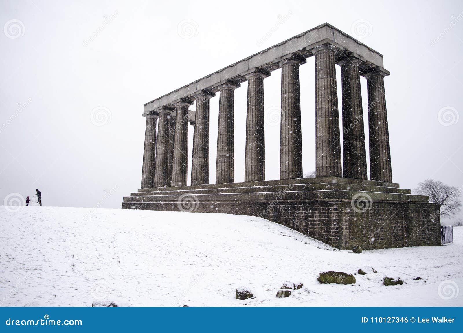 Winter Landscape with a Column Monument Stock Photo - Image of ...