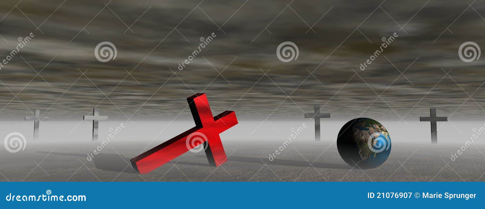 Landscape cross and world stock illustration. Illustration of ...