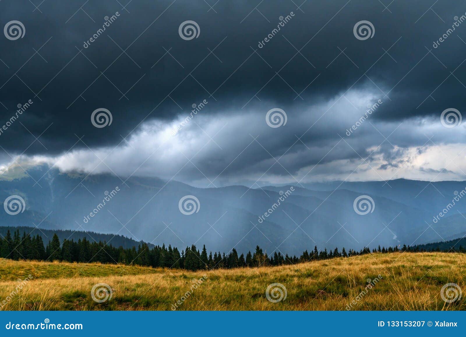 Heavy rain in mountains stock image. Image of summer - 133153207