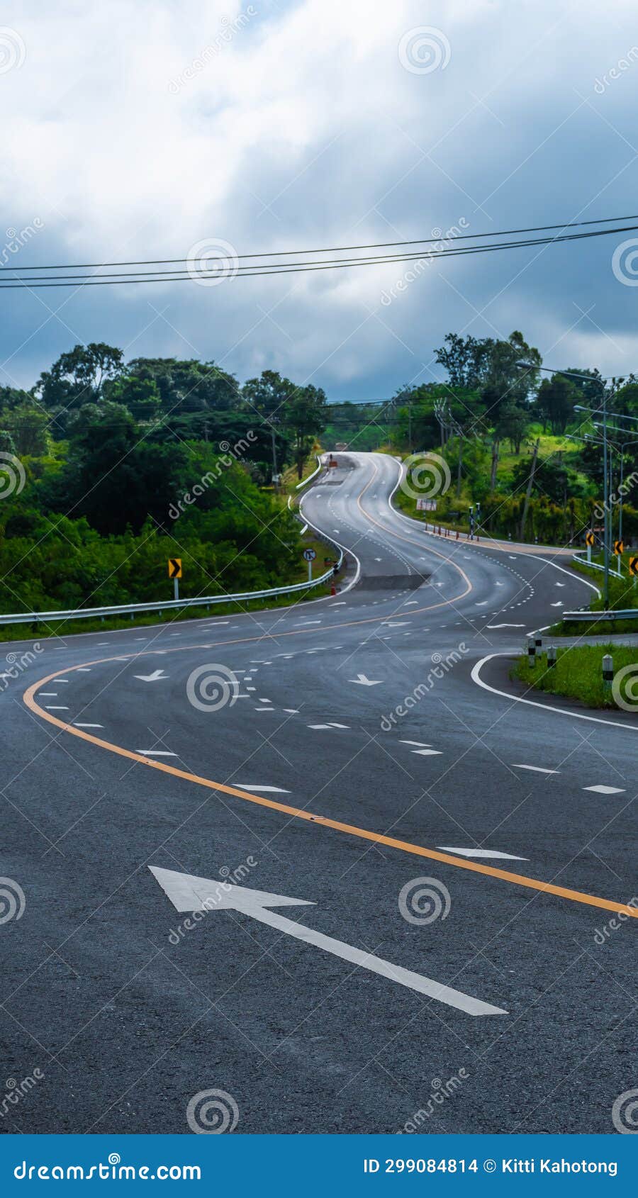 Landscape of a Curved Road Long Winding Road Stock Photo - Image of ...