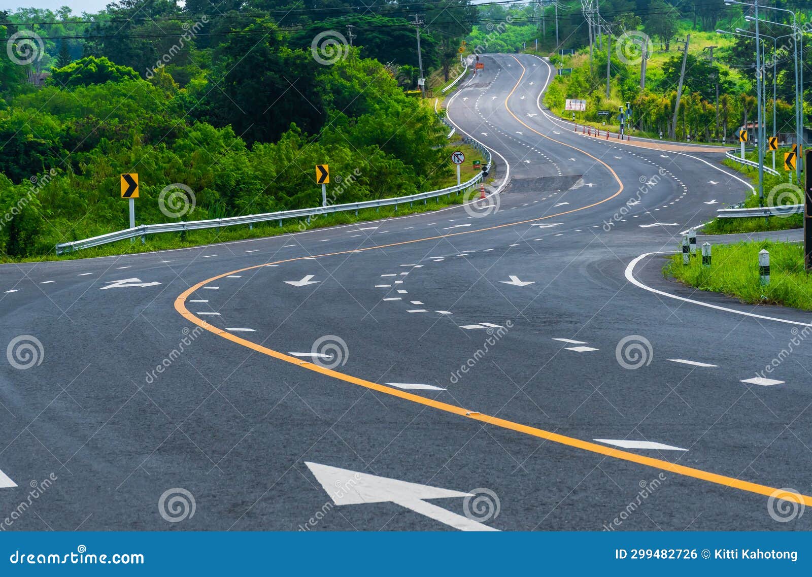 Landscape of a Curved Road Long Winding Road Stock Photo - Image of ...