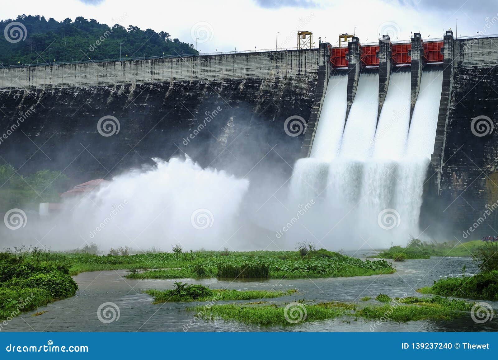 Landscape of Dam Release Water Overflow Stock Photo - Image of ...
