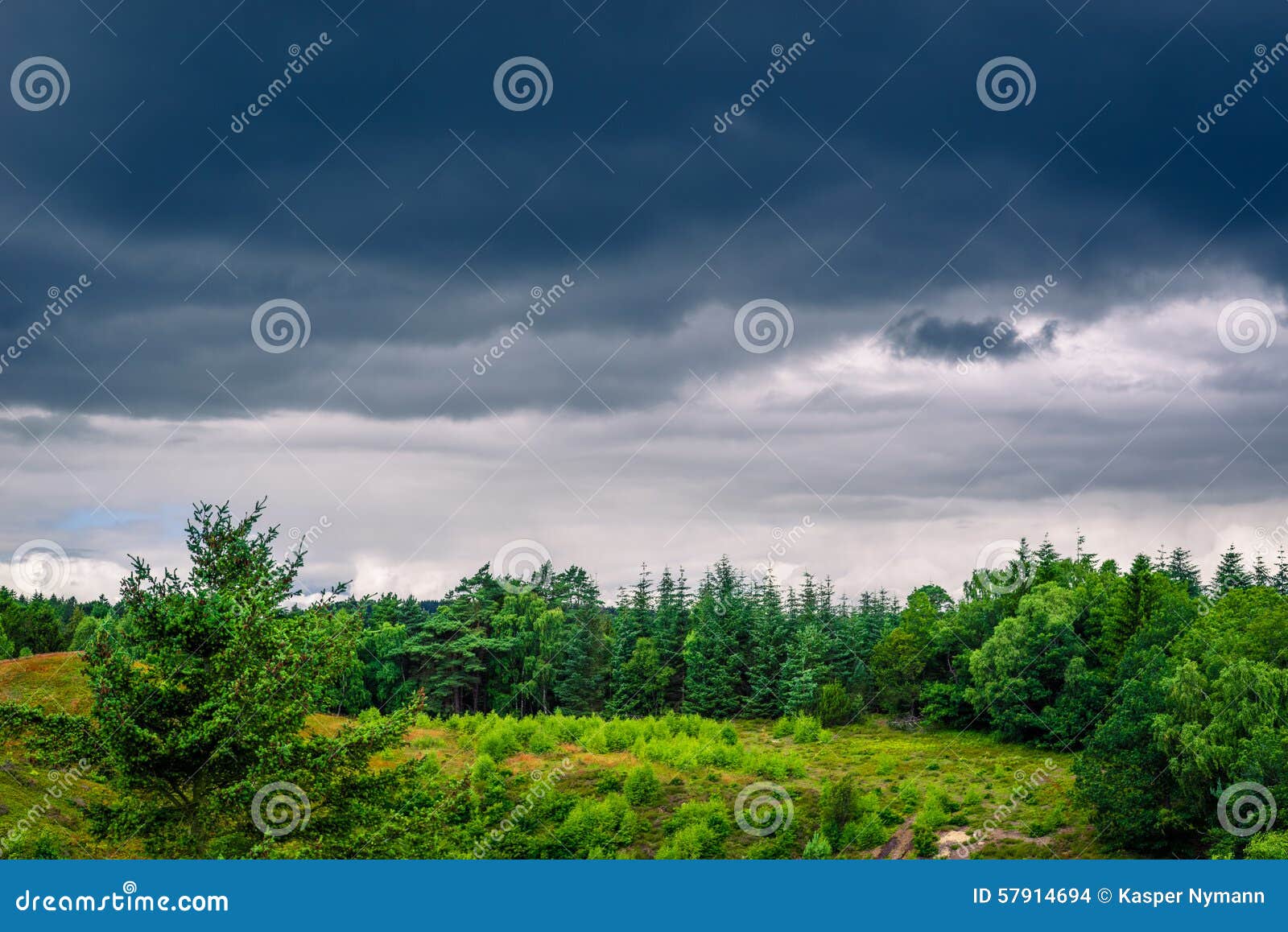 Landscape with Dark Clouds in Denmark Stock Photo - Image of danish ...