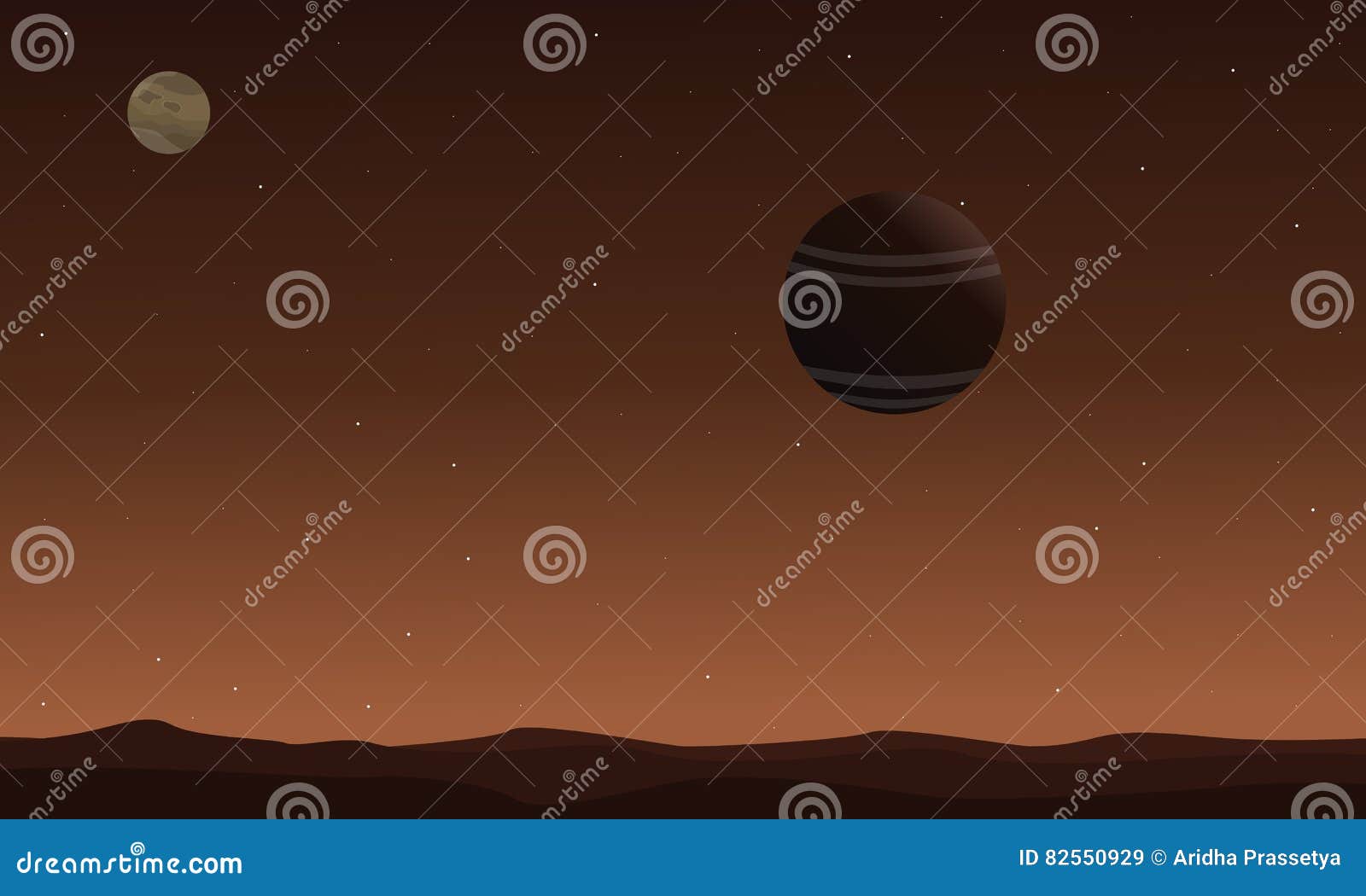 Landscape of Desert with Planet Outer Space Stock Vector - Illustration ...