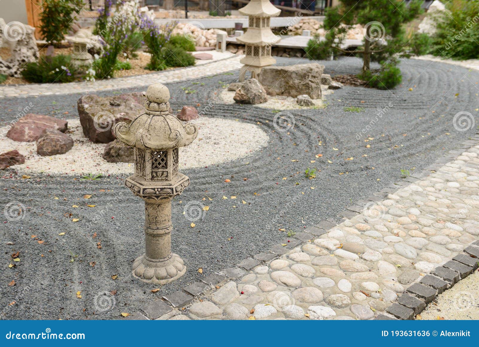 Landscape Design in Chinese Style in the Garden Stock Photo - Image of ...