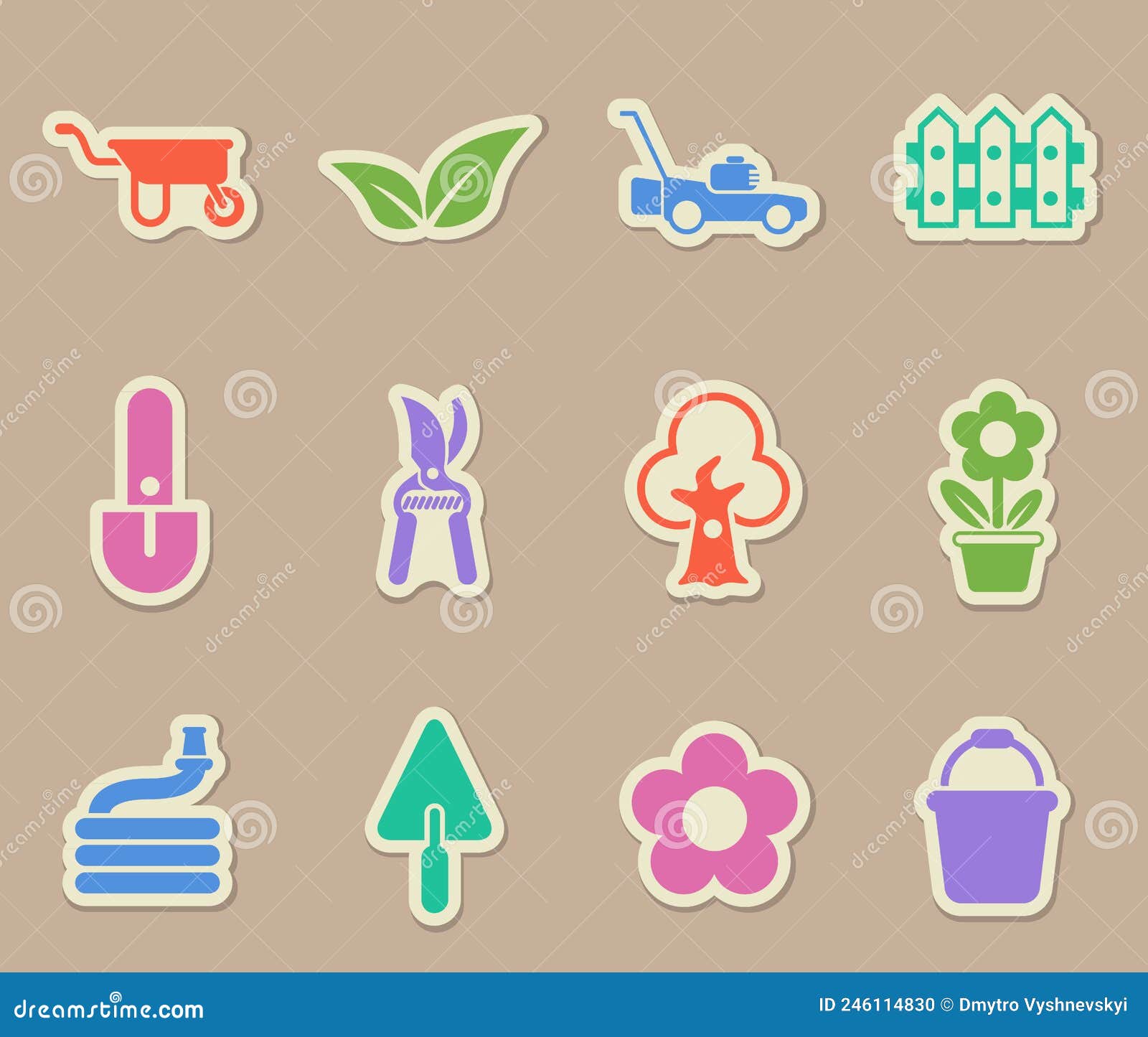 Landscape Design Color Paper Stickers Stock Vector - Illustration of ...