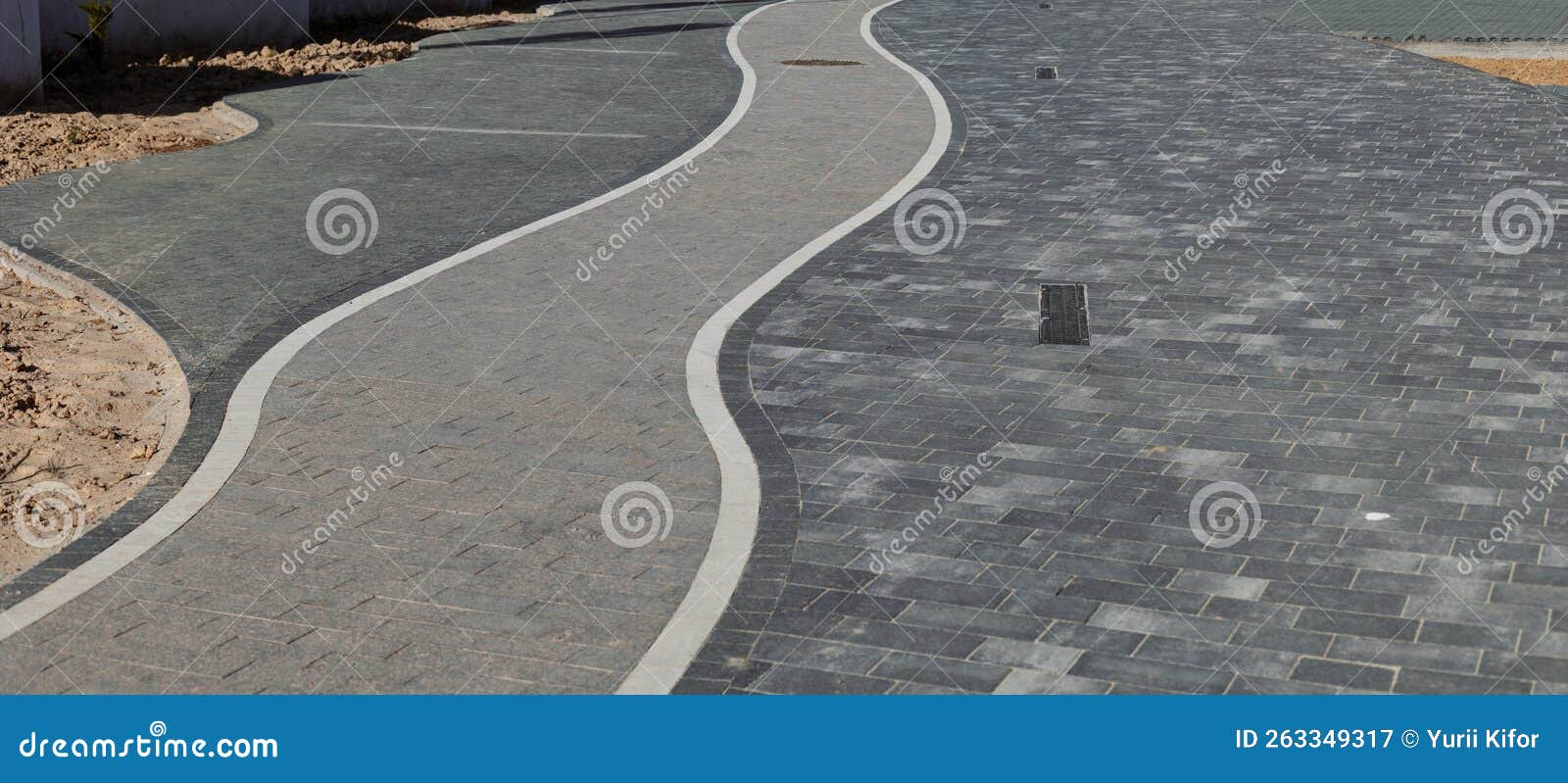 Landscape Design of Dark and Light Paving Stones. Path Stock Image ...