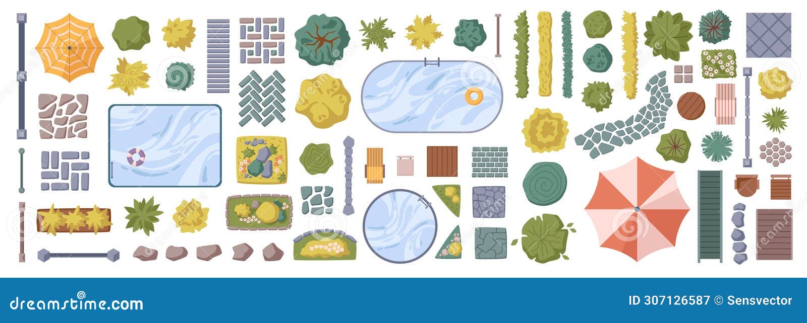 Landscape Design and Decor Top View Stock Vector - Illustration of rock ...