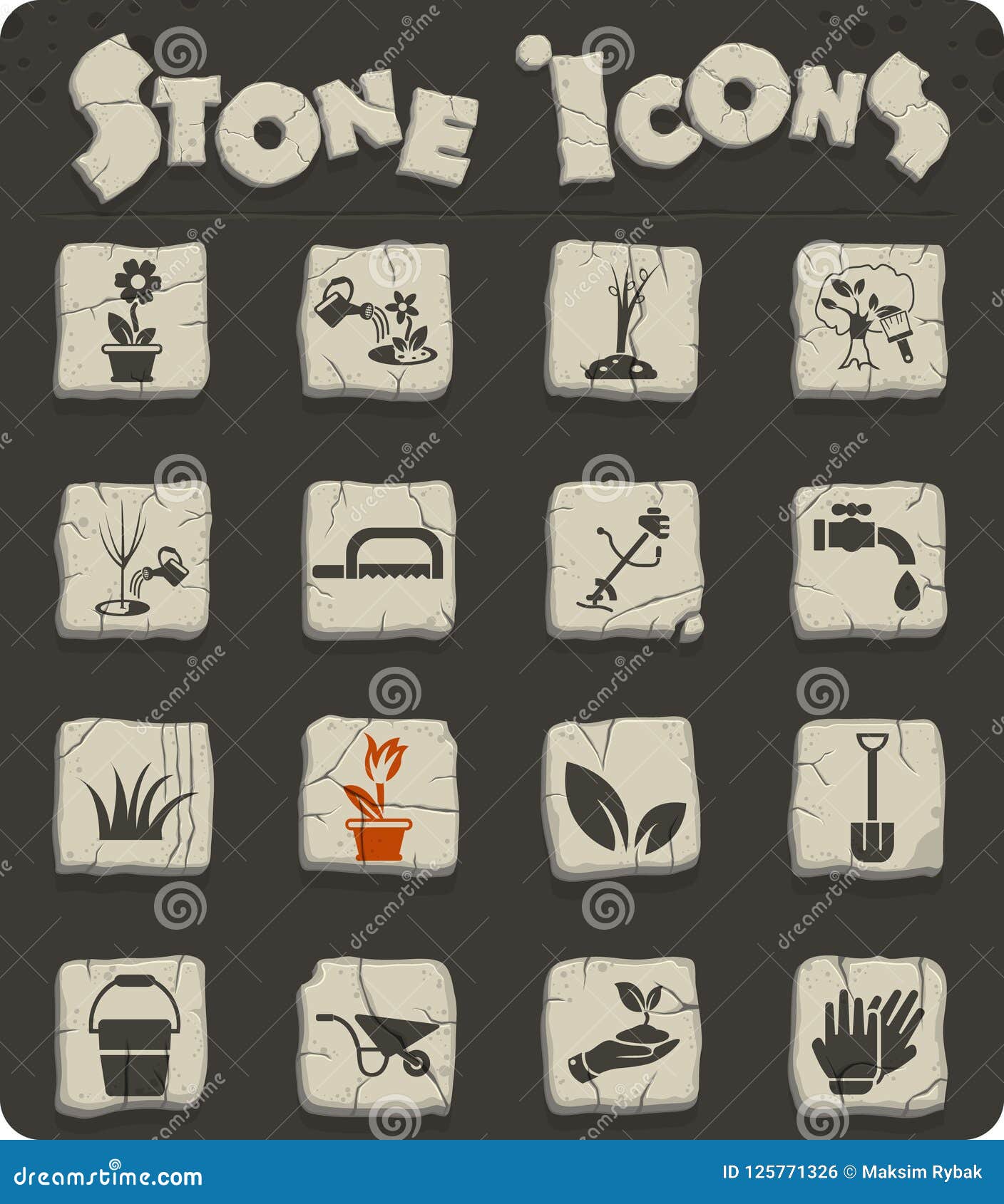 Landscape design icon set stock vector. Illustration of tulip - 125771326