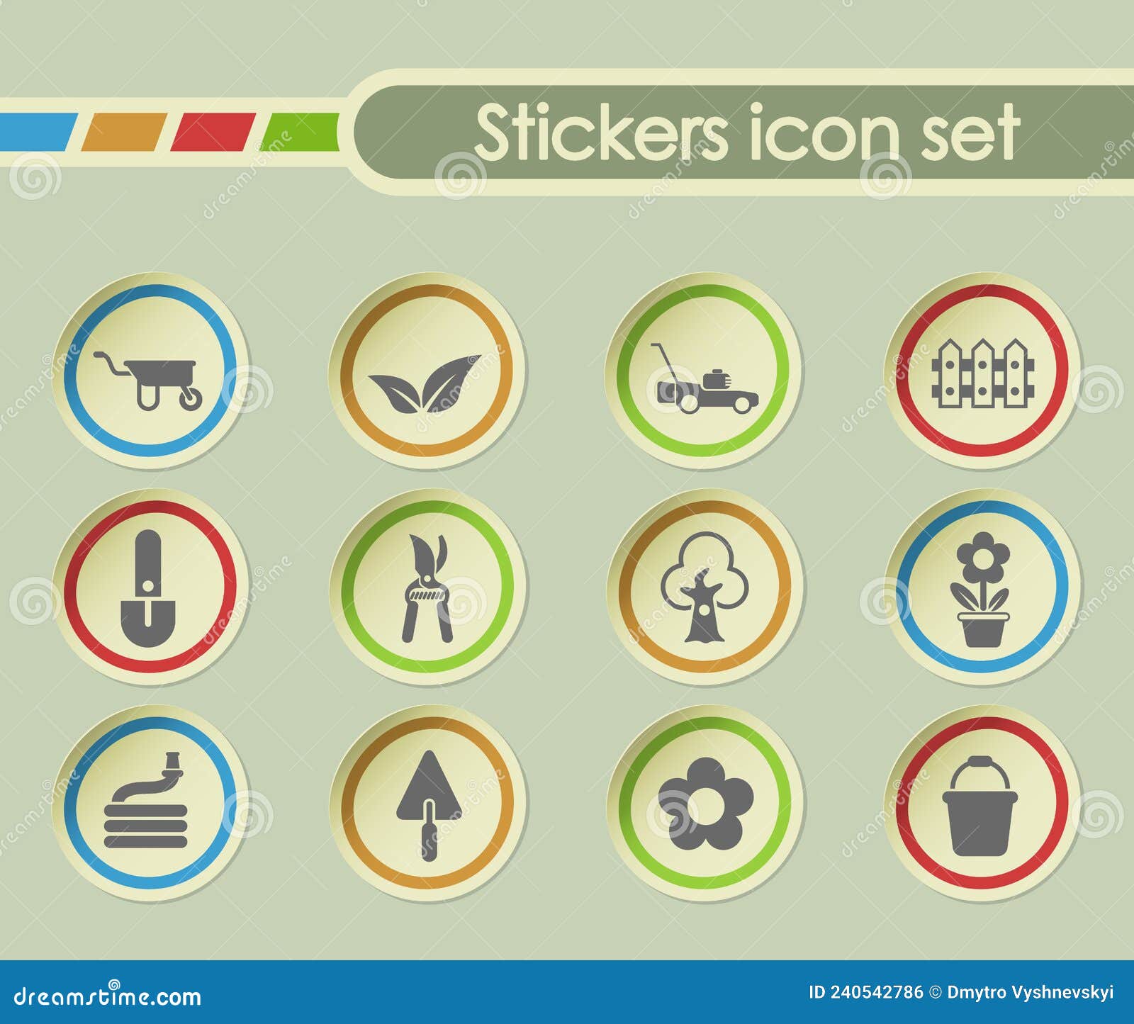 Landscape design icon set stock vector. Illustration of work - 240542786