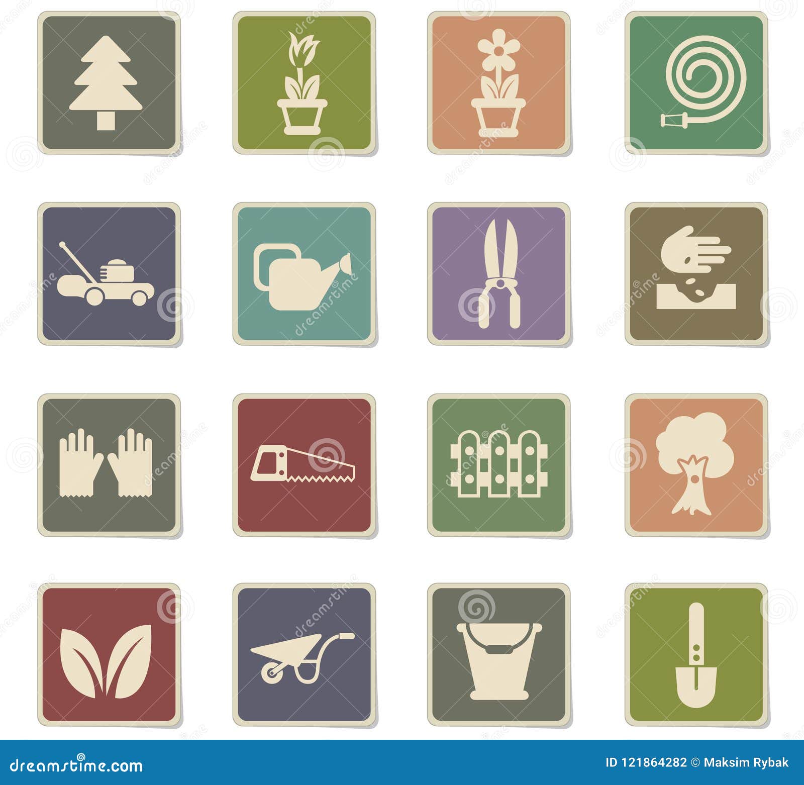Landscape design icon set stock illustration. Illustration of watering ...