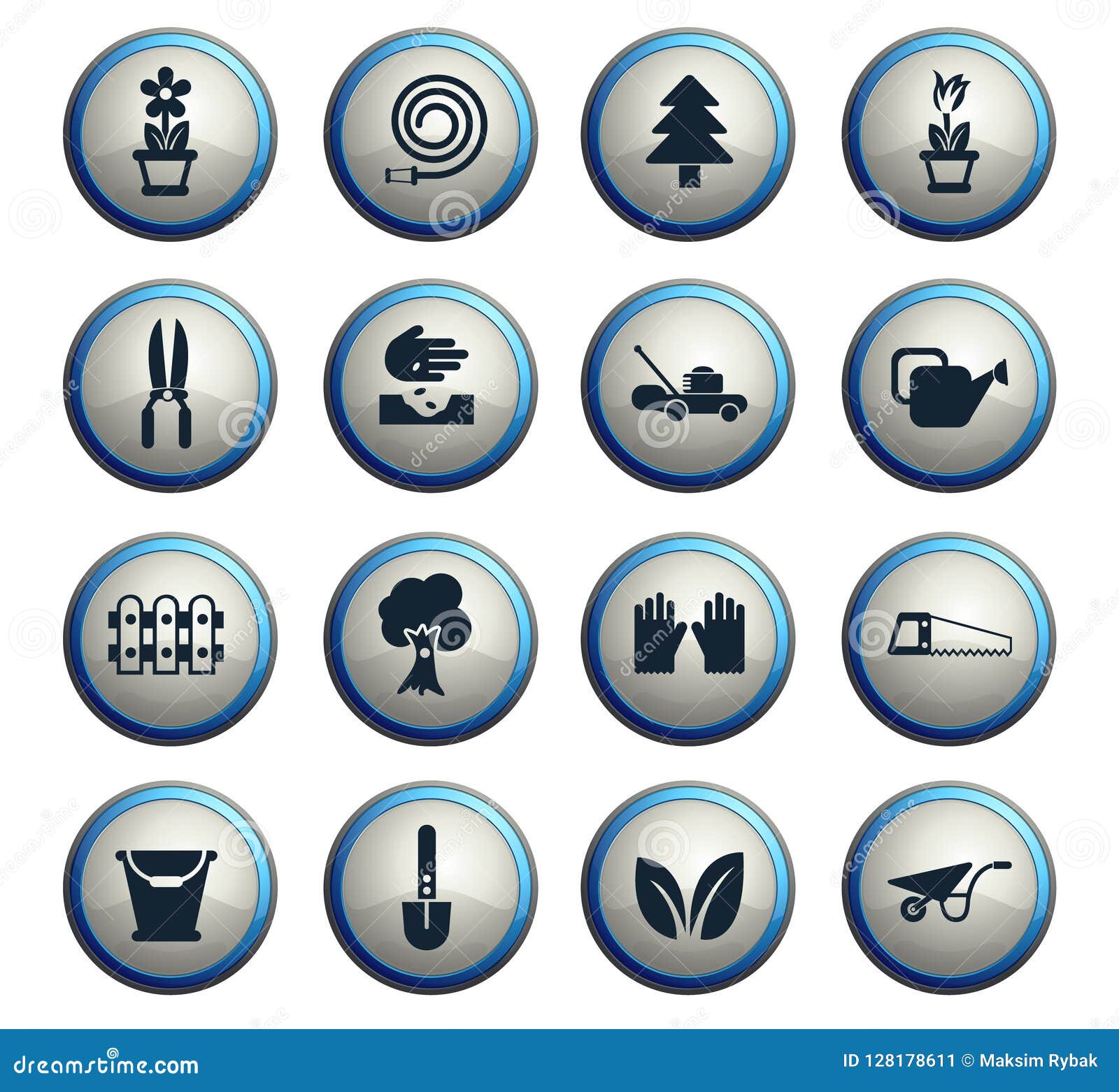 Landscape design icon set stock vector. Illustration of leaves - 128178611