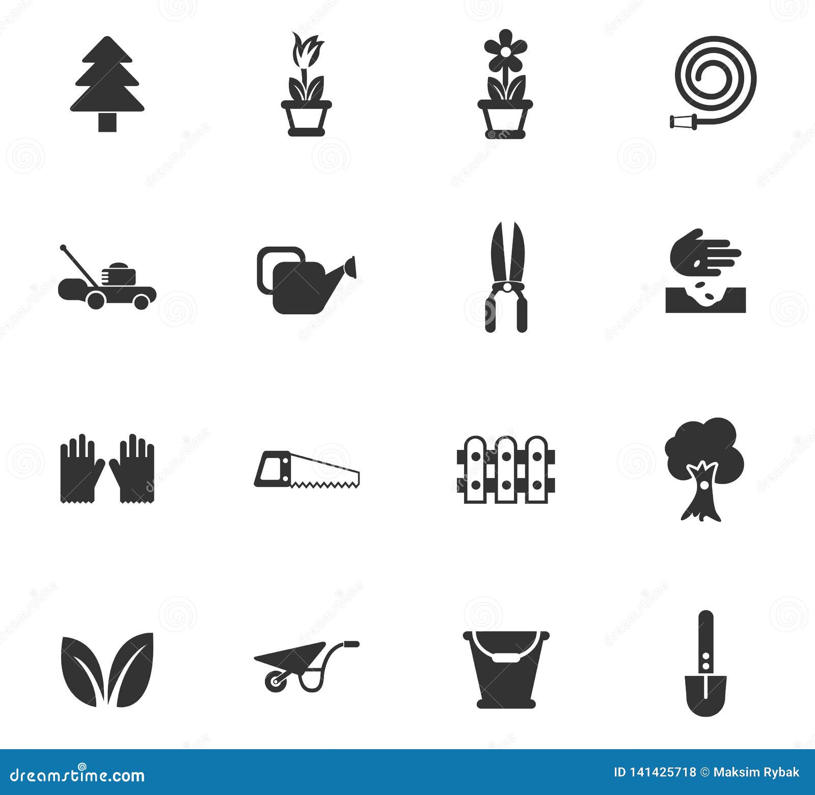 Landscape design icon set stock vector. Illustration of vector - 141425718