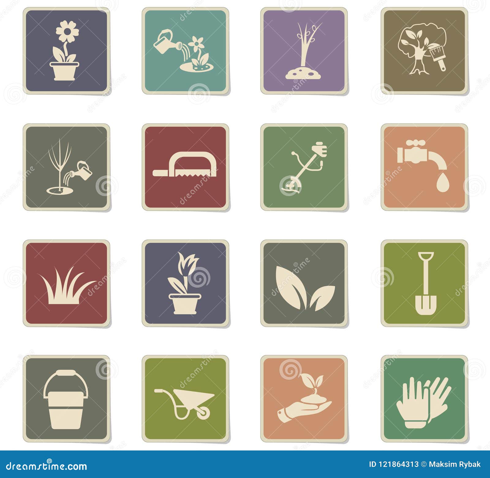 Landscape design icon set stock vector. Illustration of hacksaw - 121864313