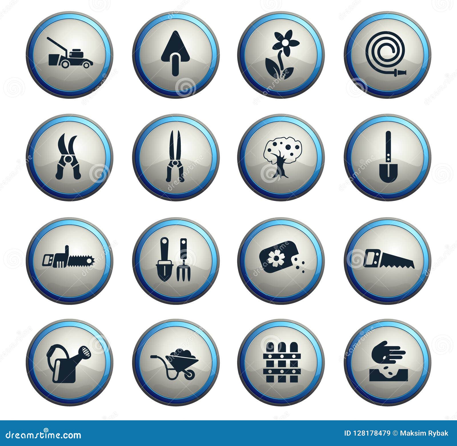 Landscape design icon set stock vector. Illustration of pitchfork ...