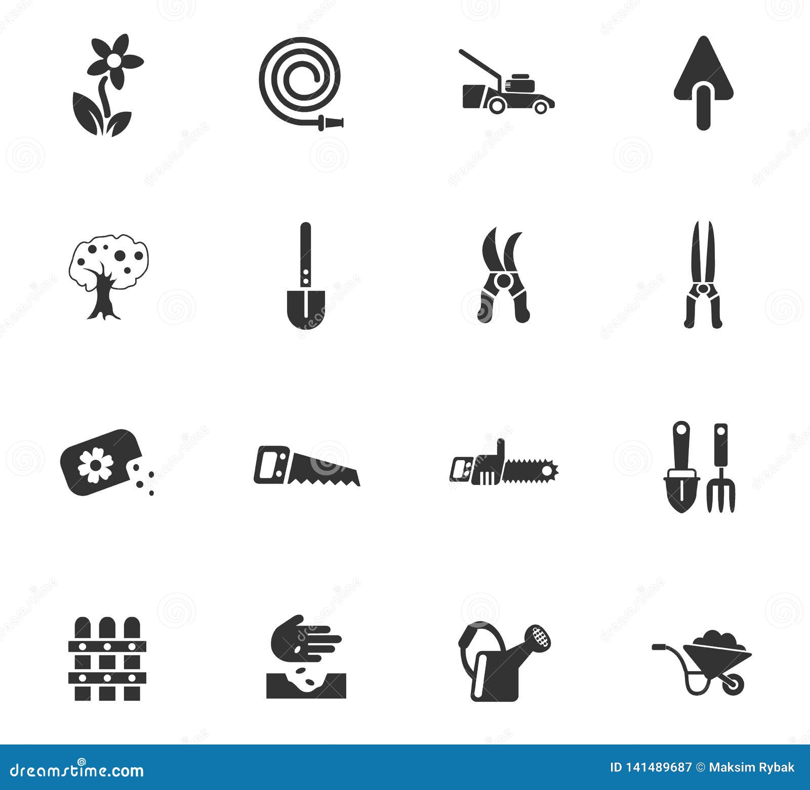 Landscape design icon set stock vector. Illustration of watering ...