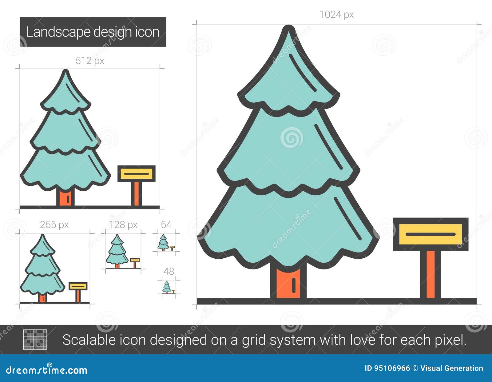 Landscape Design Line Icon. Stock Vector - Illustration of linear, park ...