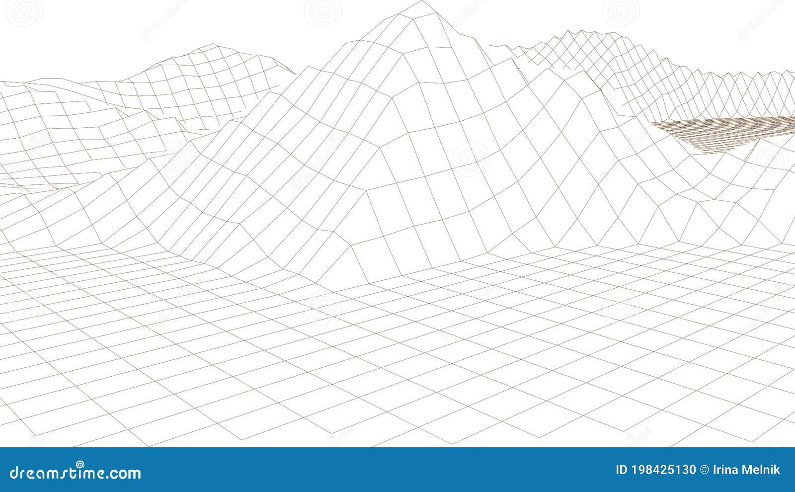 Landscape Design of Mountains. Wireframe Landscape 3d. Abstract ...