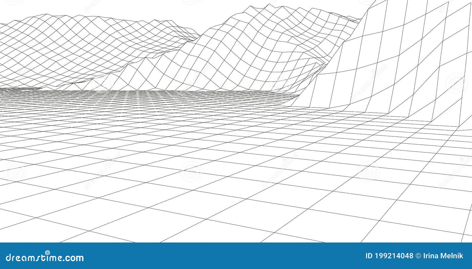 Landscape Design of Mountains. Wireframe Landscape 3d Stock ...
