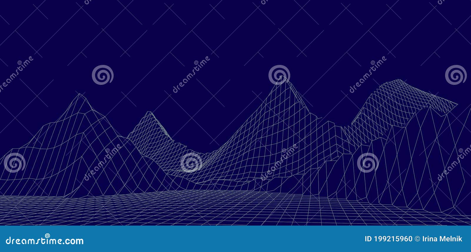 Landscape Design of Mountains. Wireframe Landscape 3d Stock ...