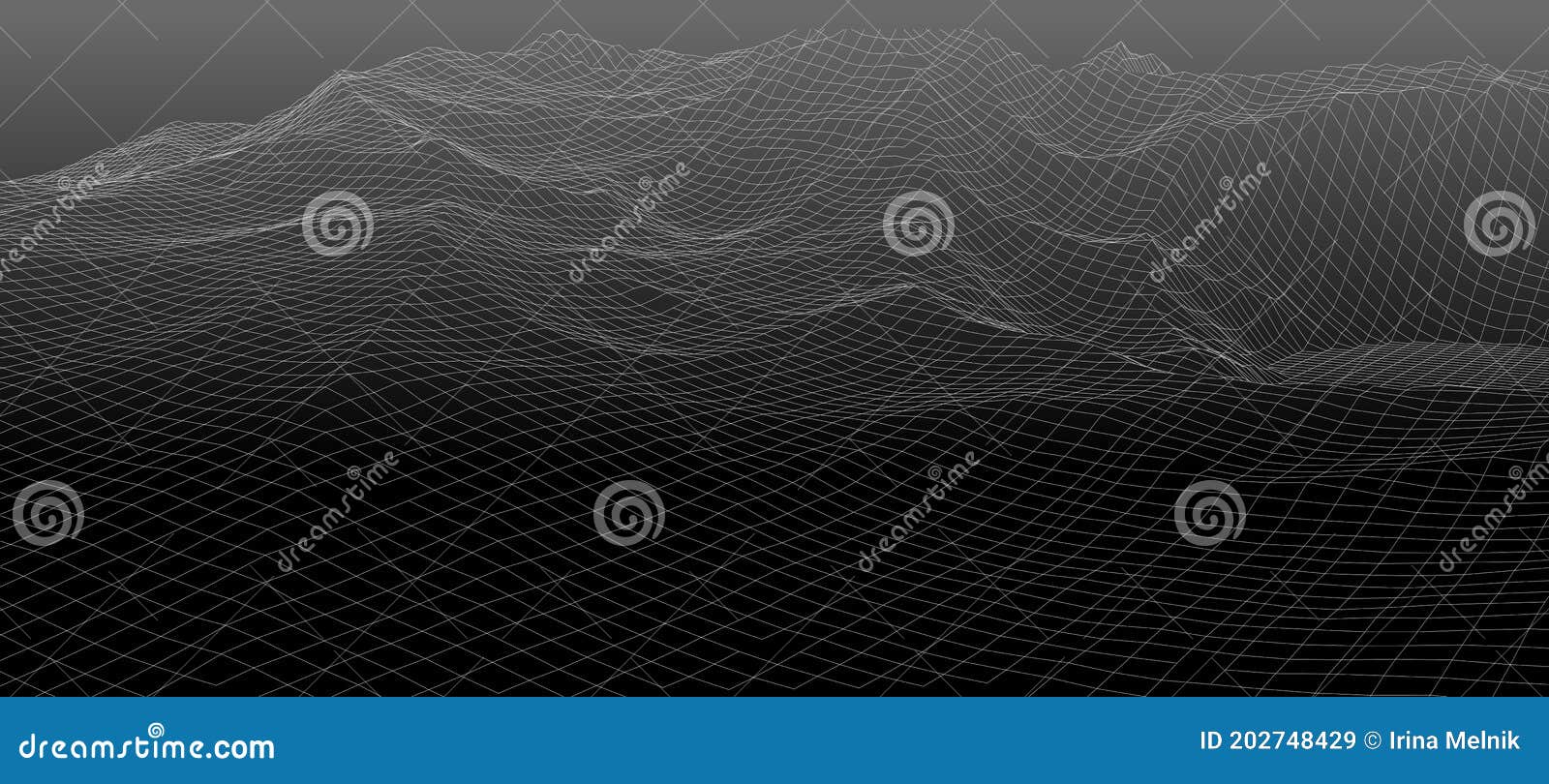 Landscape Design of Mountains. Wireframe Landscape 3d Illustration ...