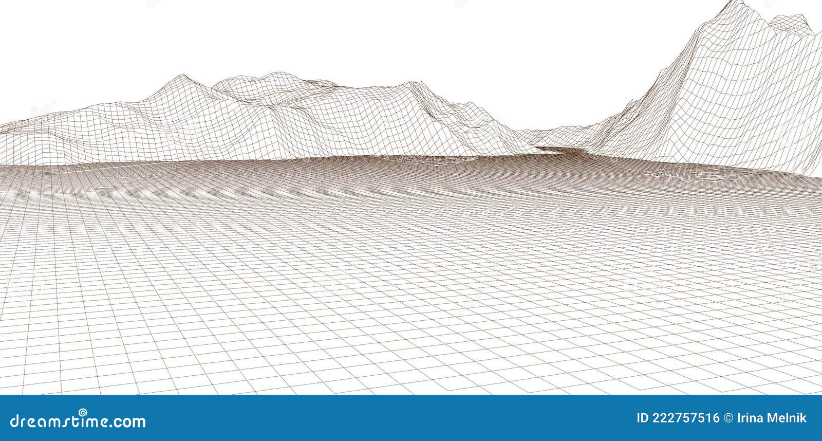 Landscape Design of Mountains. Wireframe Landscape 3d Illustration ...