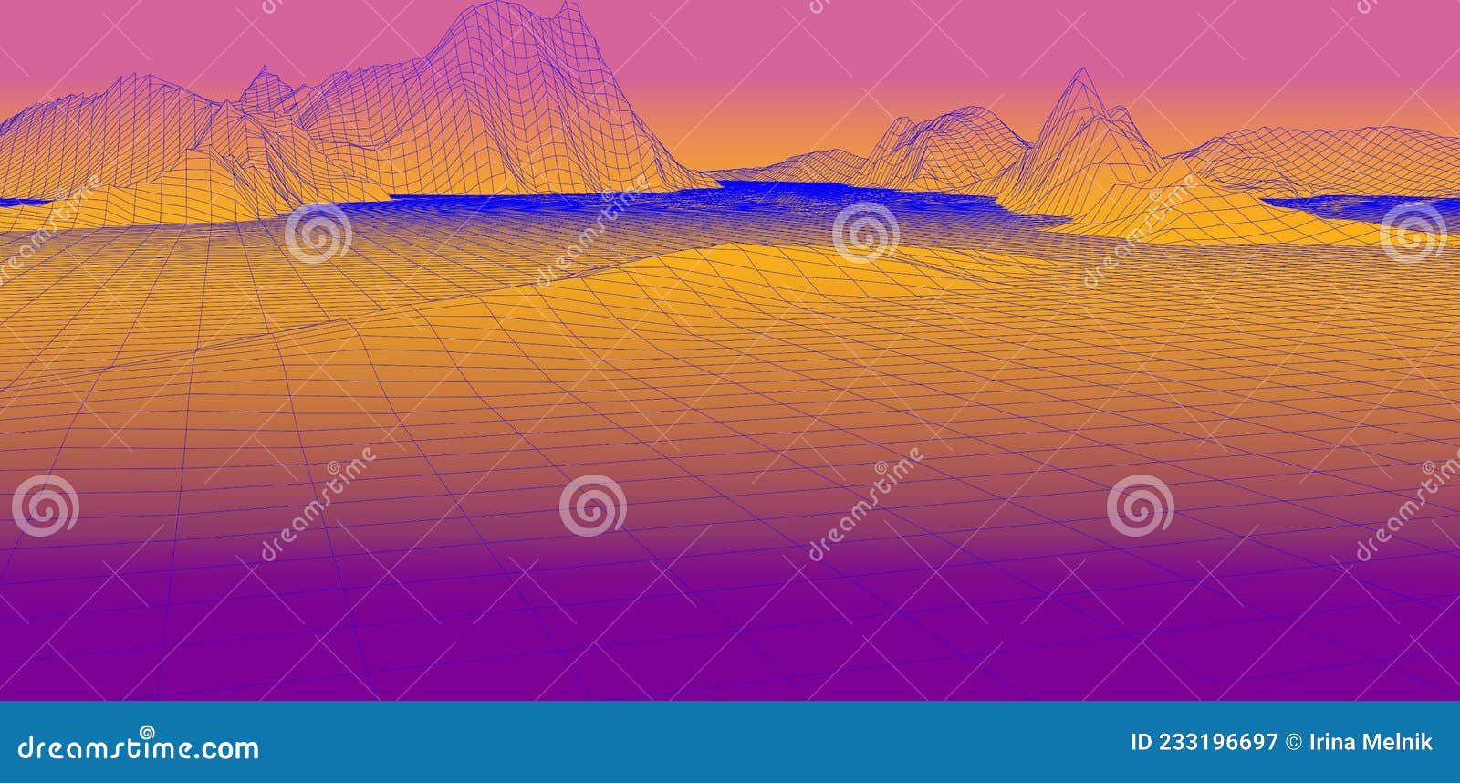 Landscape Design of Mountains. Wireframe Landscape 3d Illustration ...