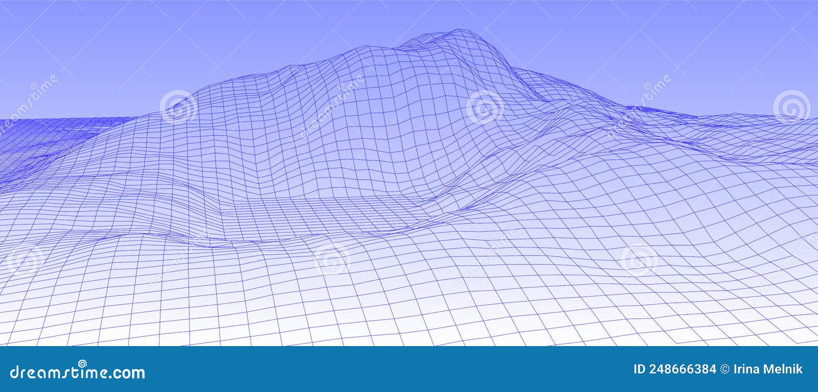 Landscape Design of Mountains. Wireframe Landscape 3d Illustration ...