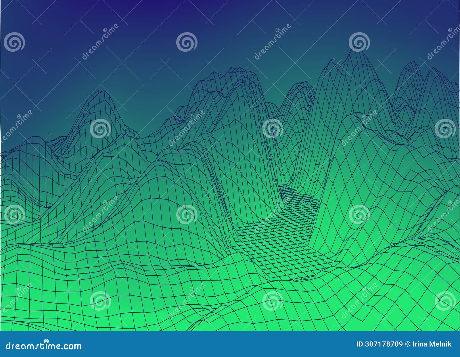 Landscape Design of Mountains. Wireframe Landscape. 3d Illustration ...