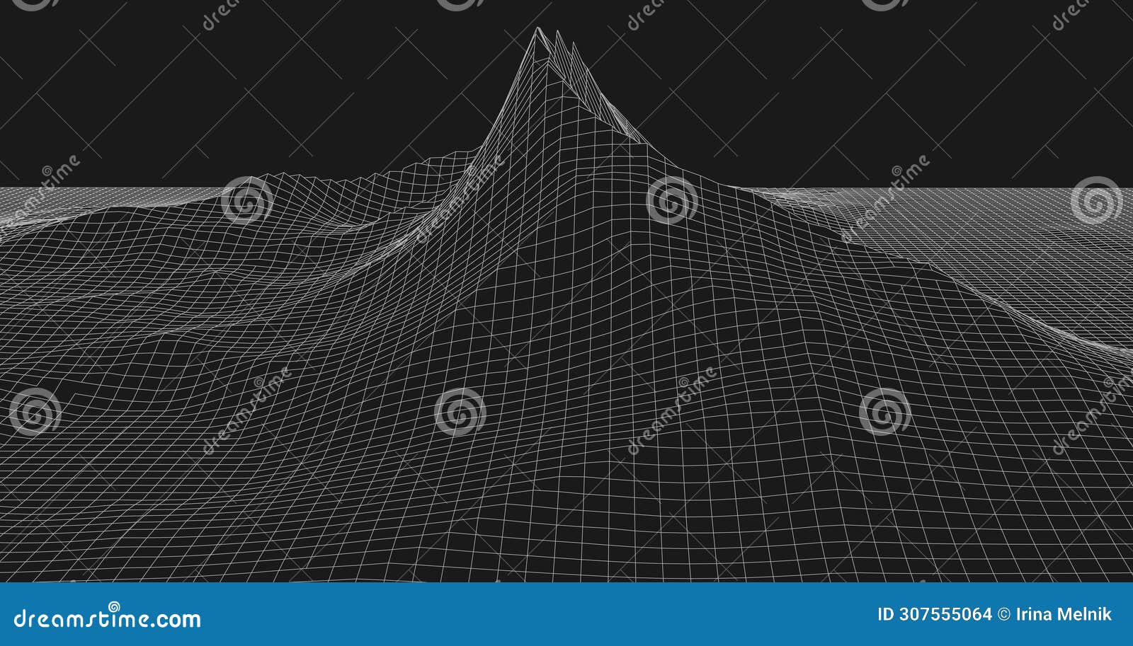 Landscape Design of Mountains. Wireframe Landscape. 3d Illustration ...