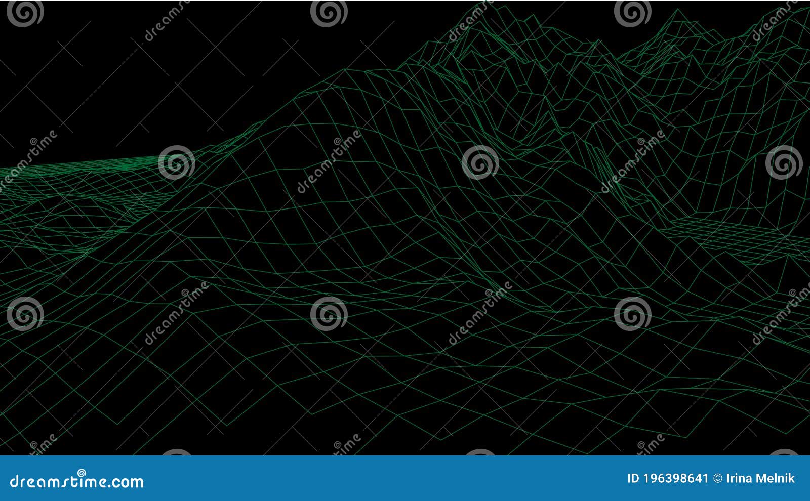 Landscape Design of Mountains. Wireframe Landscape 3d. Vector ...