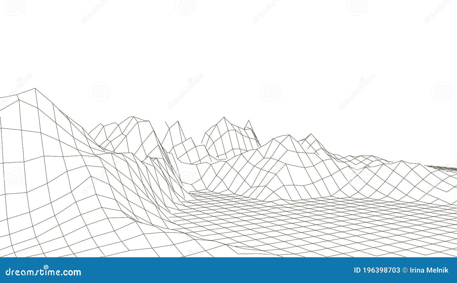 Landscape Design of Mountains. Wireframe Landscape 3d. Vector ...