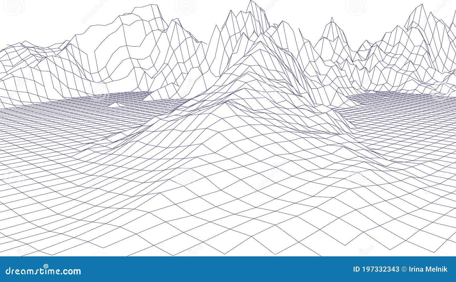 Landscape Design of Mountains. Wireframe Landscape 3d Stock ...