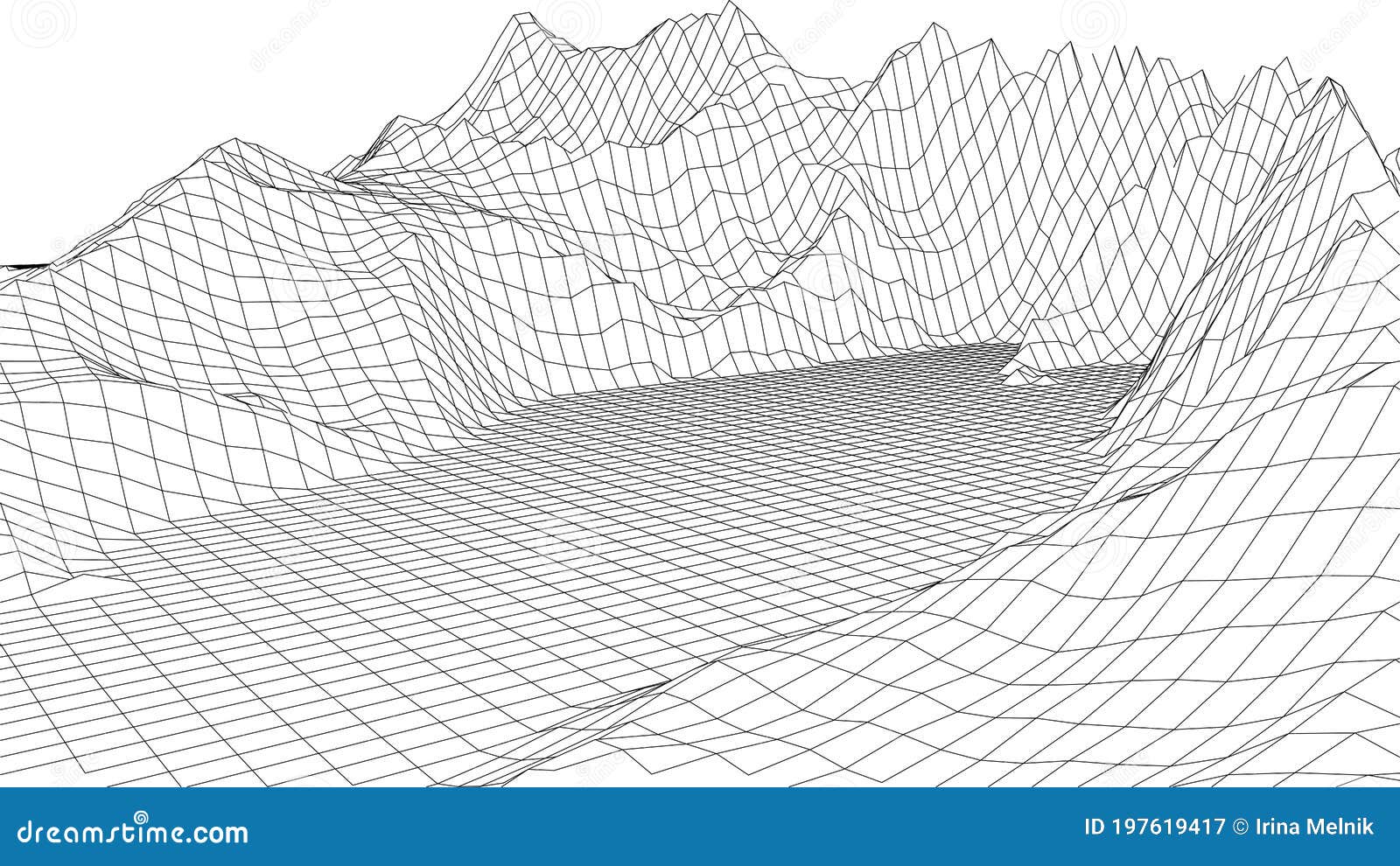 Landscape Design of Mountains. Wireframe Landscape 3d Stock ...