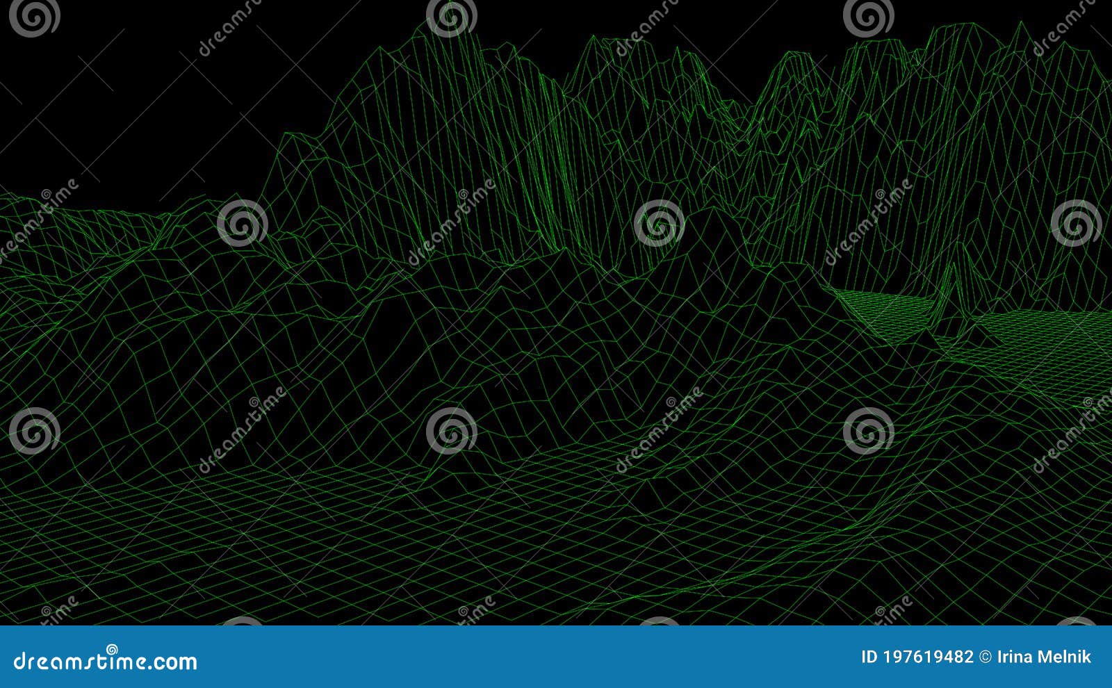 Landscape Design of Mountains. Wireframe Landscape 3d Stock ...