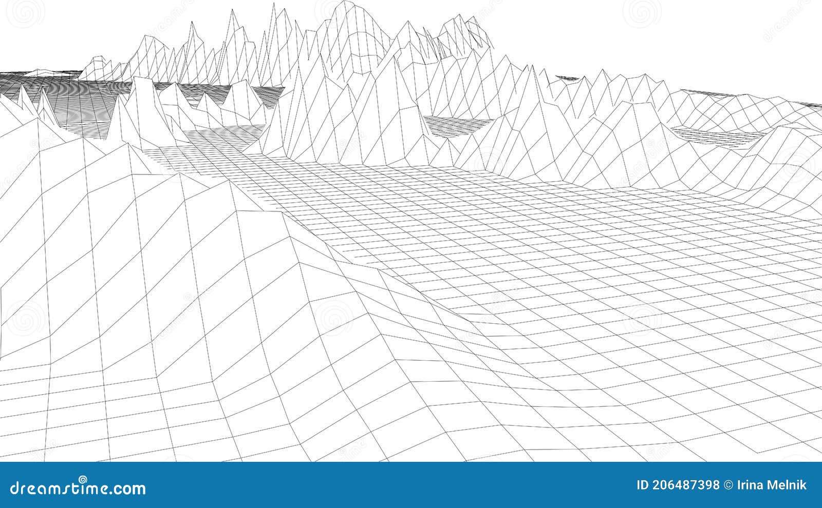 Landscape Design of Mountains. Wireframe Landscape 3d Stock ...