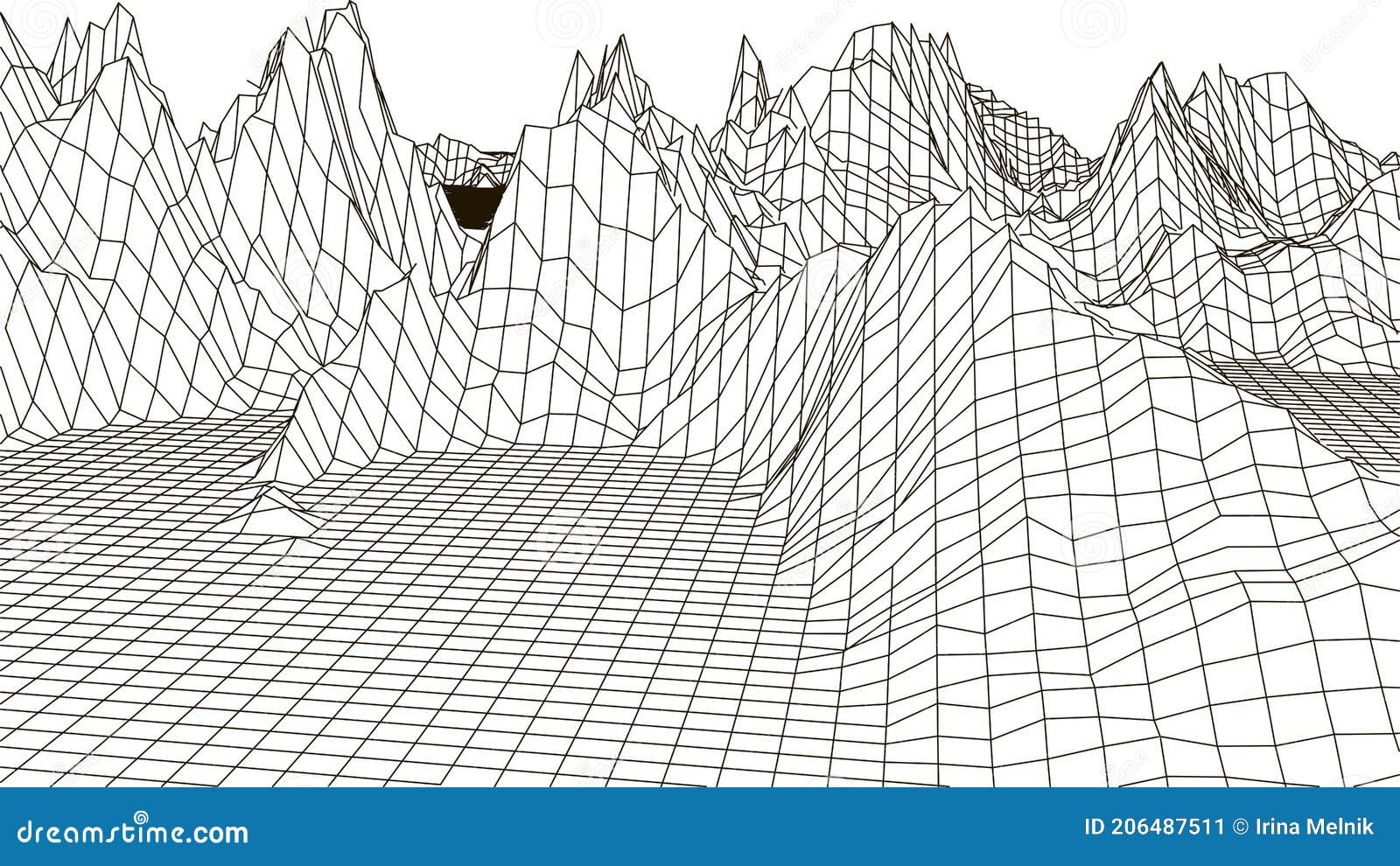 Landscape Design of Mountains. Wireframe Landscape 3d Stock ...