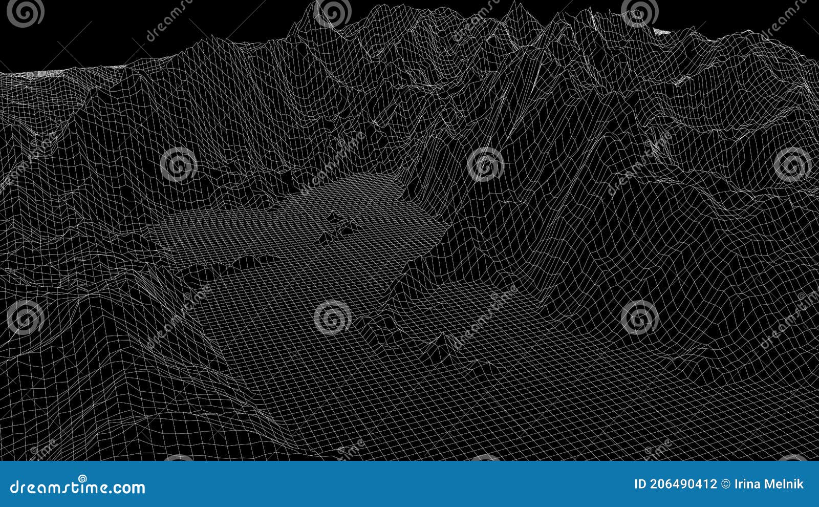 Landscape Design of Mountains. Wireframe Landscape 3d Stock ...