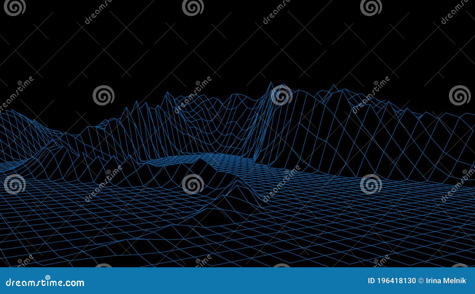 Landscape Design of Mountains. Wireframe Landscape 3d Stock ...