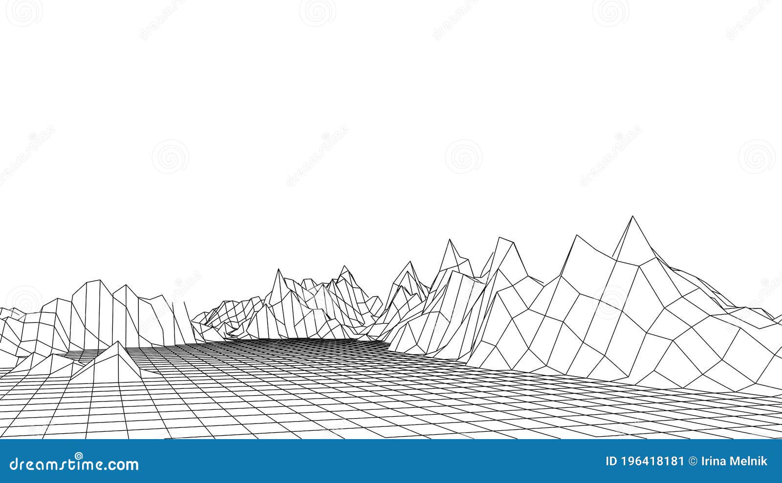 Landscape Design of Mountains. Wireframe Landscape 3d Stock ...