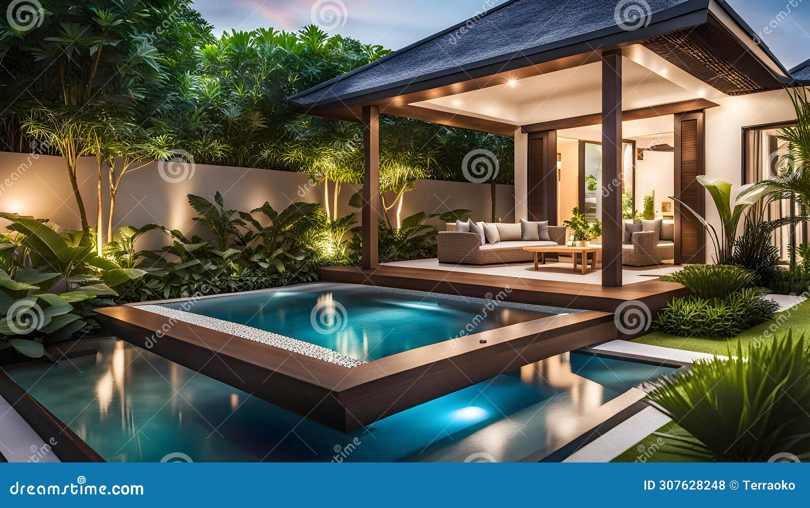 Landscape Design of a Small Plot with a Swimming Pool and a Balinese ...
