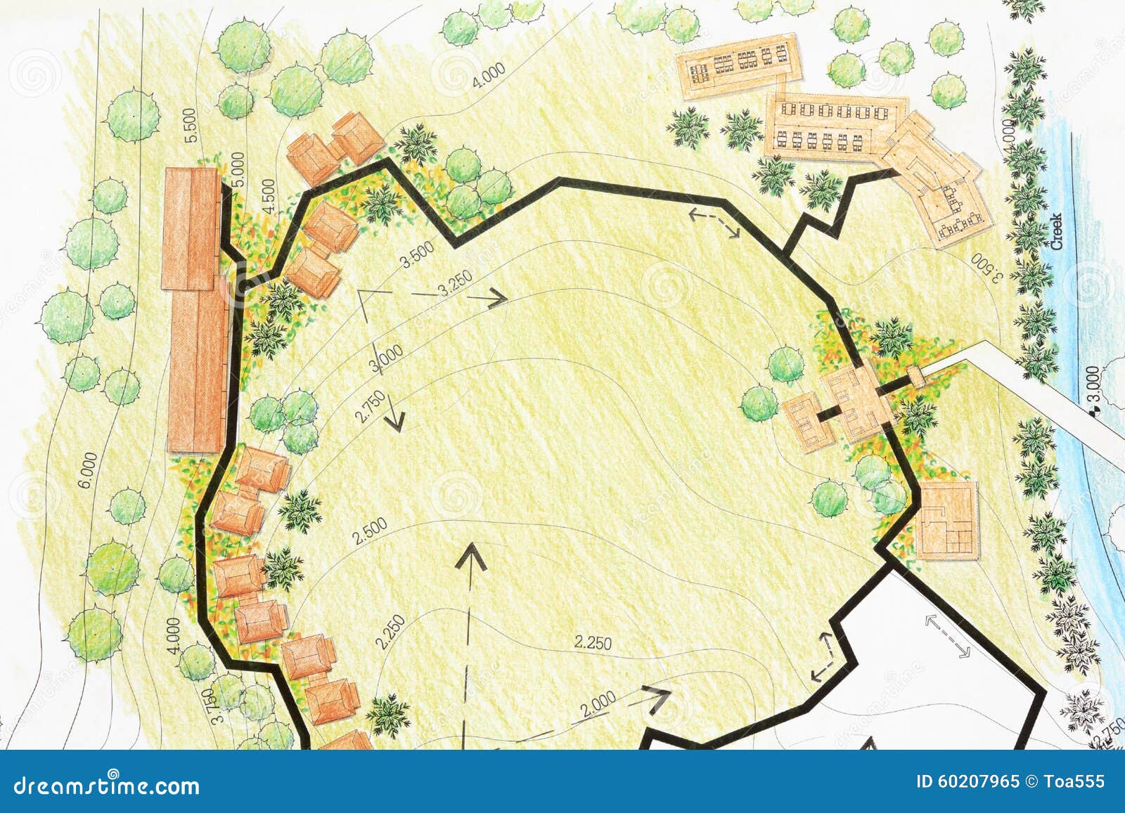 Landscape Designs Blueprints for Resort. Stock Image - Image of ...