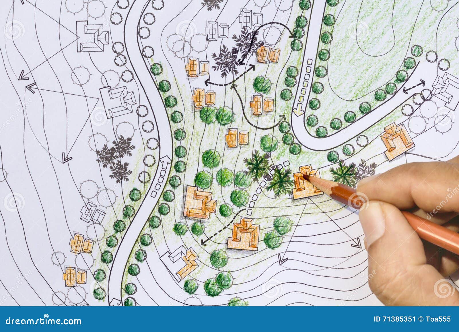 Landscape Designs Blueprints for Resort. Stock Image - Image of ...