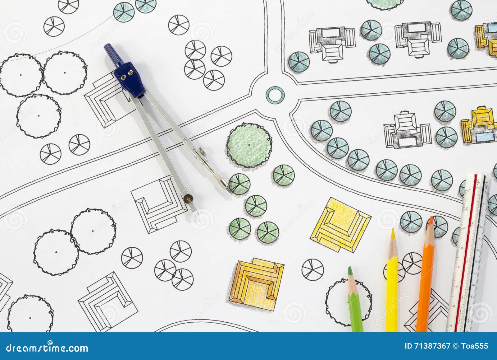 Landscape Designs Blueprints for Resort. Stock Image - Image of ...