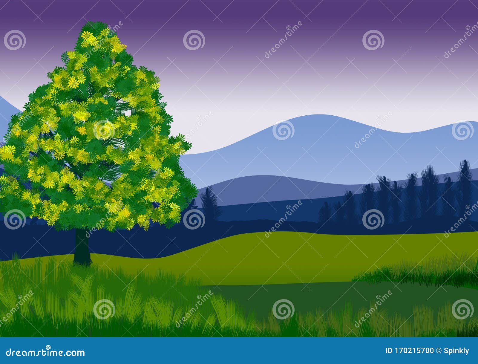 Landscape Digital Drawing Generated on a Computer Stock Illustration ...