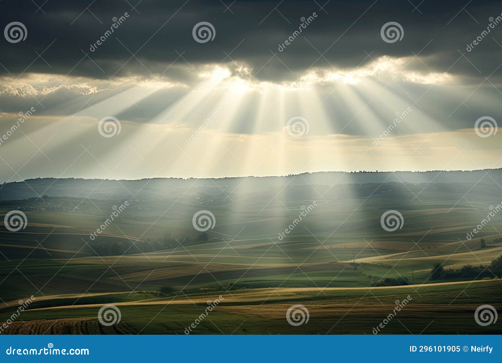 Landscape with Divine Sun Rays Stock Image - Image of tree, forest ...