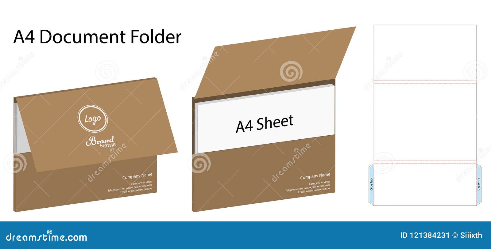Landscape A4 Document Folder Mockup with Dieline Stock Vector ...