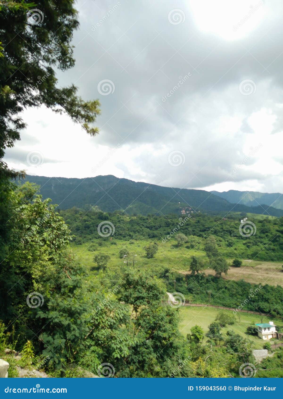 Landscape in Doon Valley India Clouds Hills Forest Fields Houses Stock ...