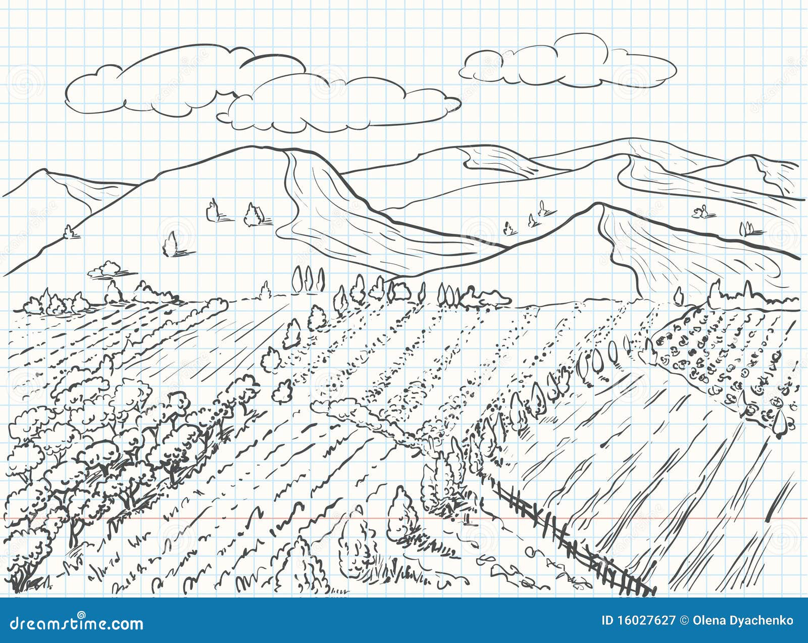 Landscape drawing stock vector. Illustration of caucasian - 16027627