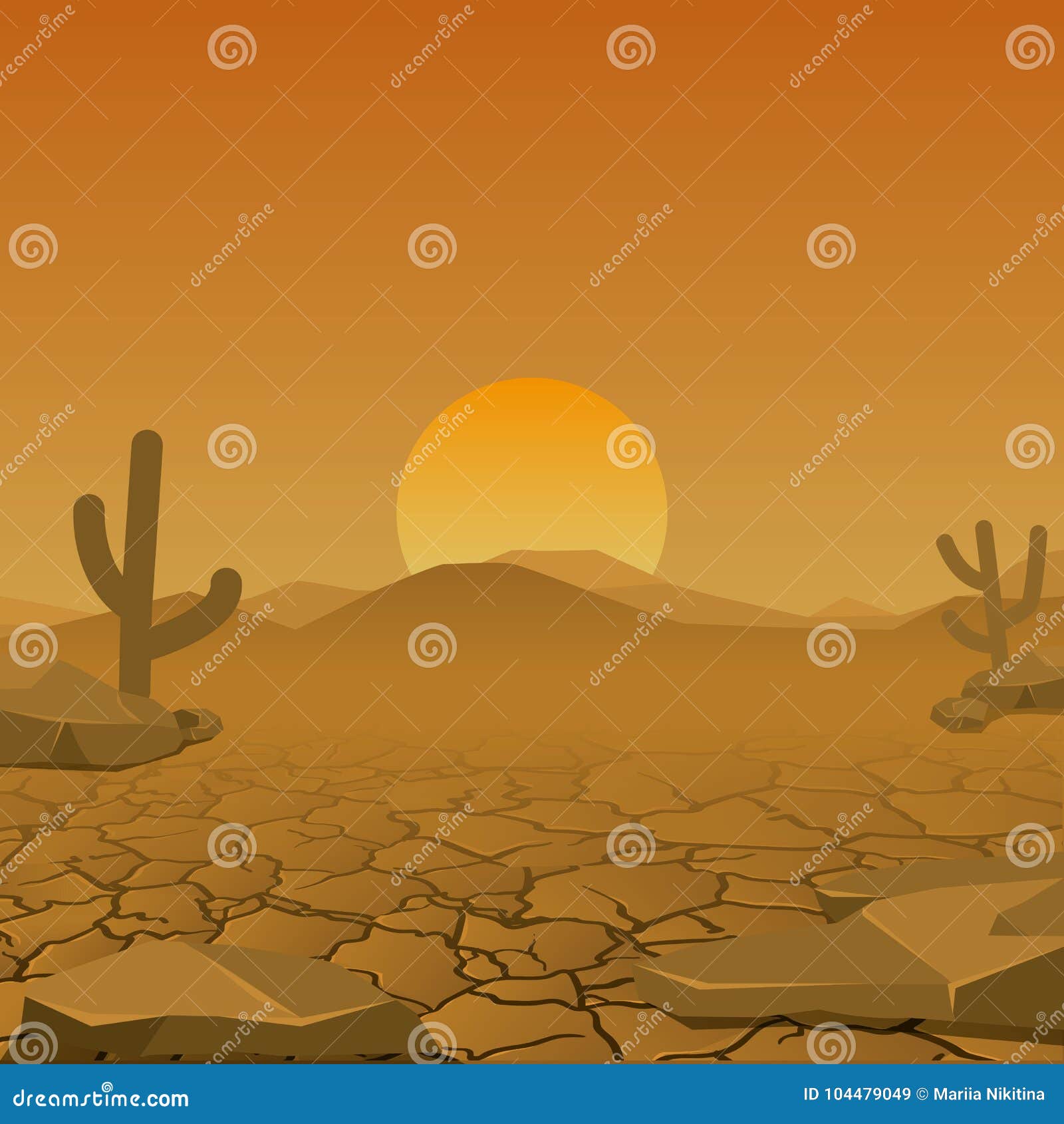 Dry Desert Vector Illustration Stock Vector - Illustration of editable ...